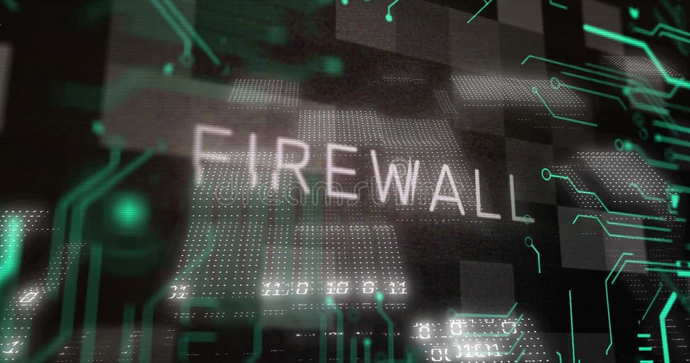 Displaying FIREWALL with Floating Dot Matrix Blocks and Neon-green ...