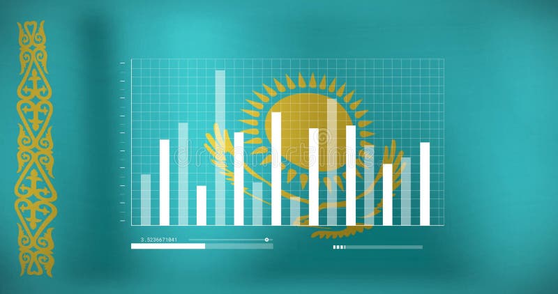 Displaying Flag Emblem with Progress Bar and Bar Chart on Digital Teal ...