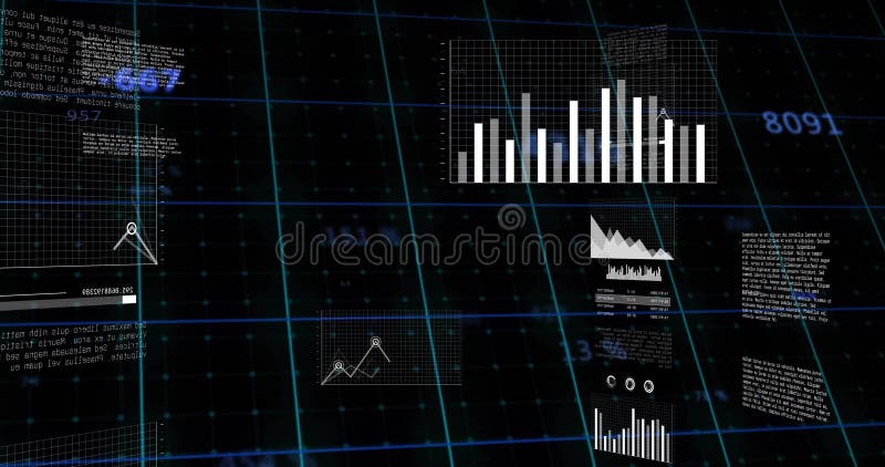 Displaying Floating Panels Hovering in Virtual Grid, with Charts Numeric Data Code and Text ...
