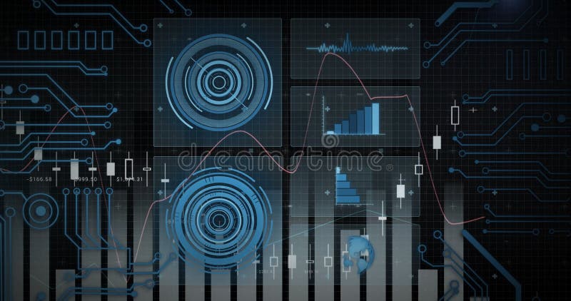 Displaying Futuristic Animation of Data Charts with Circular Patterns in School Setting Stock ...