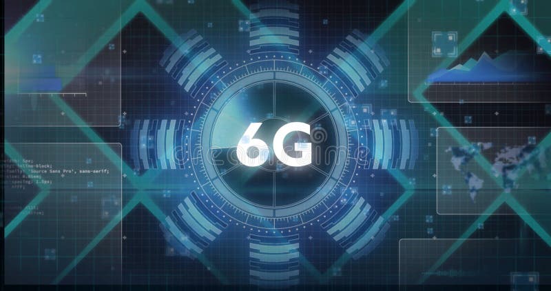 Displaying 6G Circular HUD on Virtual Dashboard, with Hexagonal Grid and Radial Data Bars Stock ...
