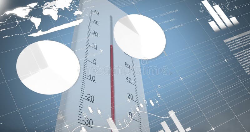 Displaying Global Temperature Data Animation with Thermometer and World ...