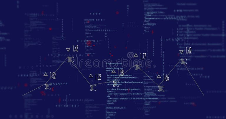 Displaying Graph Overlaying Binary Code on Interface, Connecting Triangular Markers and Data ...