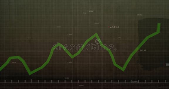 Displaying Green Line Chart Zigzagging on Financial Chart Grid, with ...