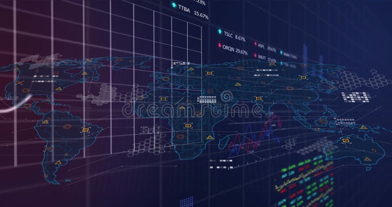 Displaying Holographic World Map with 3D Grid, Data Overlays in Control ...
