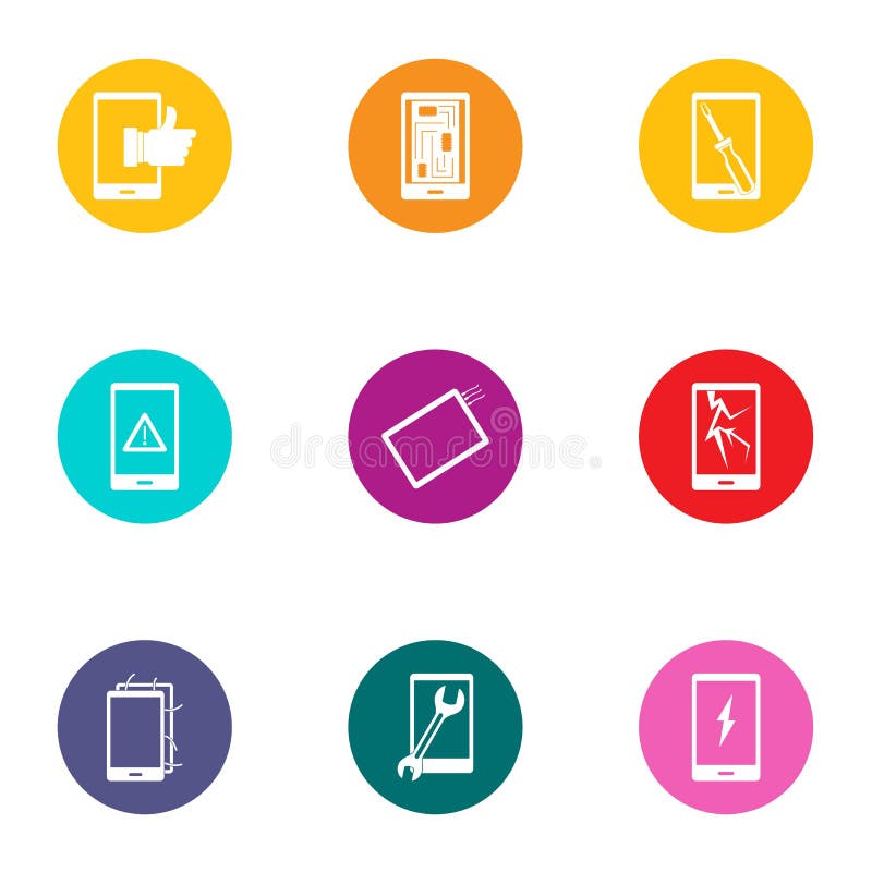 Displaying Icons Set, Flat Style Stock Vector - Illustration of ...
