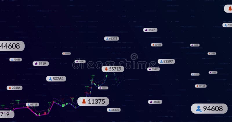 Displaying Jagged Graph Rising on Virtual Dashboard with Green Data Node Dots and Icon Labels ...