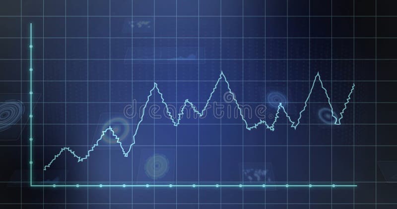 Displaying Jagged Turquoise Line Graph on Futuristic Grid, with Axis ...