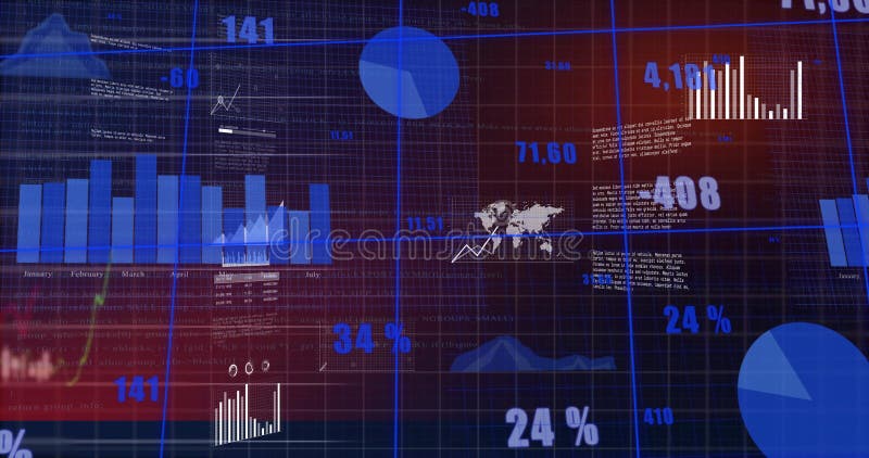 Displaying Layered Financial Dashboard on Virtual Screen, Showing Bar ...