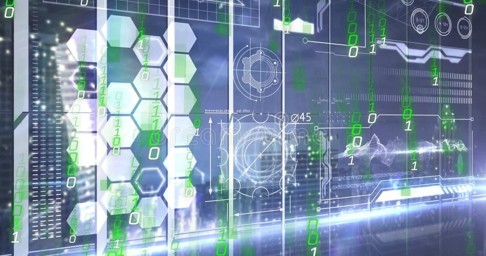 Displaying Layered HUD Interface Overlaying City Skyline in Control ...