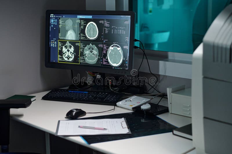 Displaying Medical Scans on Computer Monitors in Office Stock Photo ...