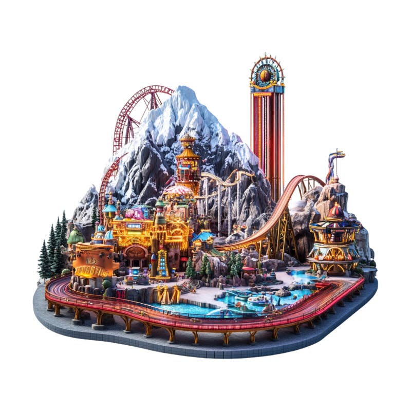 Displaying Miniature of Theme Park on Transparent Background - Ai ...