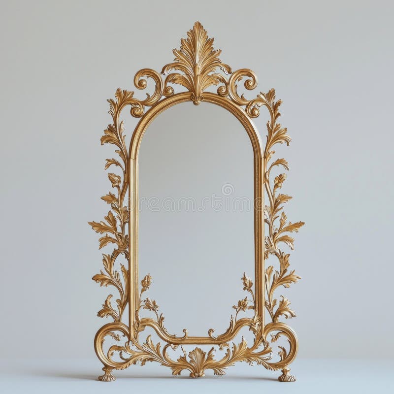 Displaying Ornate Baroque Mirror Plain White Backdrop Intricate Gold ...