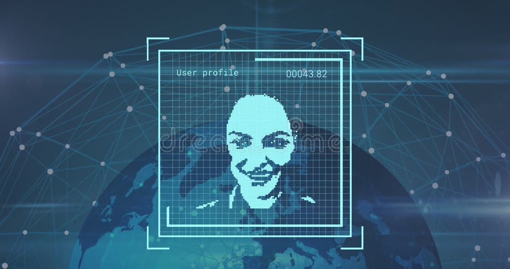 Displaying Pixelated Female Face Smiling in UI, User Profile 00043 Stock Image - Image of ...