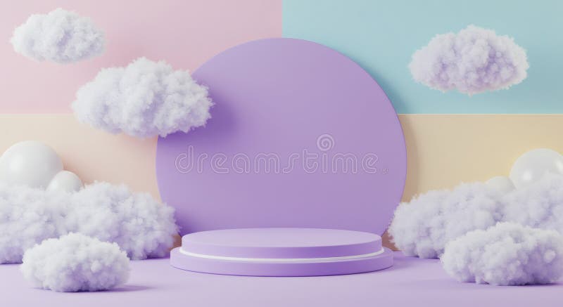 Displaying Platform with Pastel Background and Clouds for Product ...