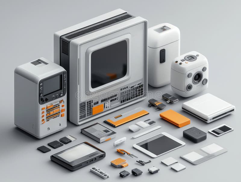 Displaying Professional Flat Design Mockup of Tech Gadget Box Featuring ...