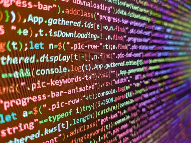 Displaying Program Code on Computer. Developing Programming Binar. Writing Program Code on ...
