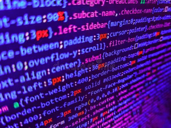 Displaying Program Code on Computer. Programing Workflow Abstract ...