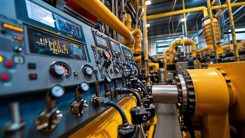 Control Panel Monitoring Industrial Machinery Operation in Factory ...