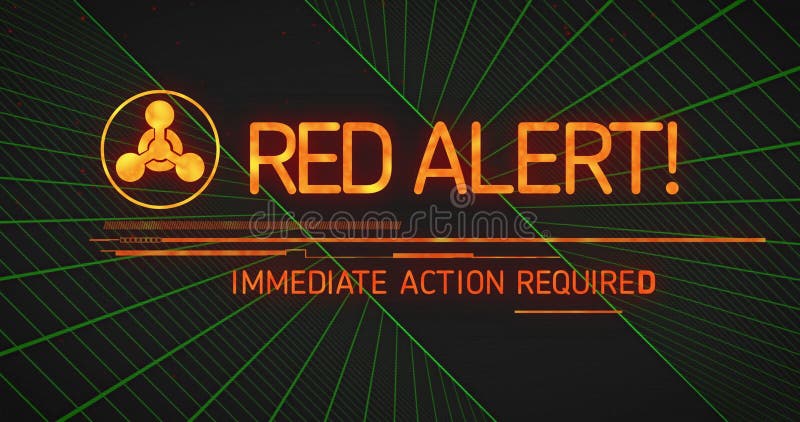 Displaying Red Alert Graphic with Hazard Icon on Digital Interface ...