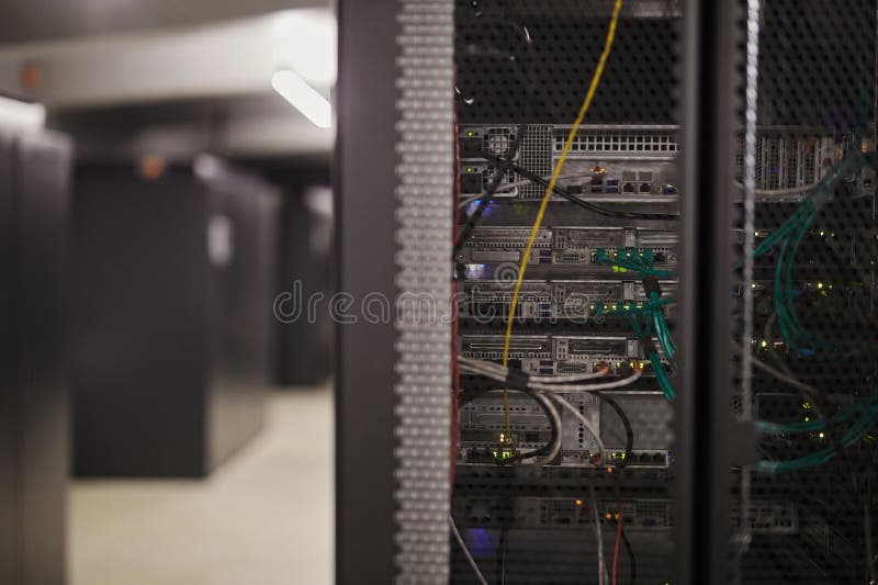 Displaying Server Rack Wiring in Data Center Environment Stock Image ...