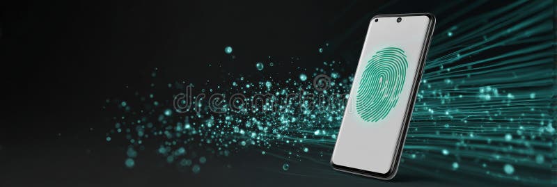 Smartphone Fingerprint Scan Screen with Active VPN Indicator during ...