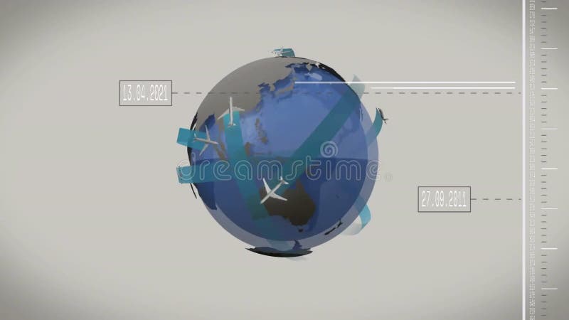 Displaying Stylized 3D Globe Rotating in Layout Showing Flight Paths ...