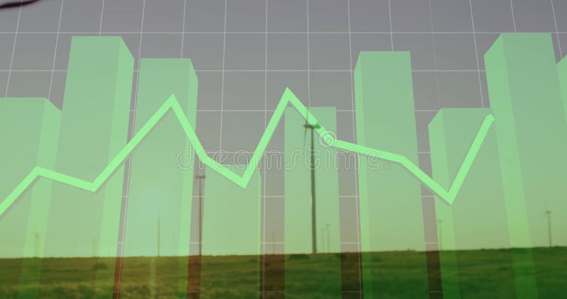Displaying Translucent Green Bar Chart Overlaying Line on Grassy Plain ...