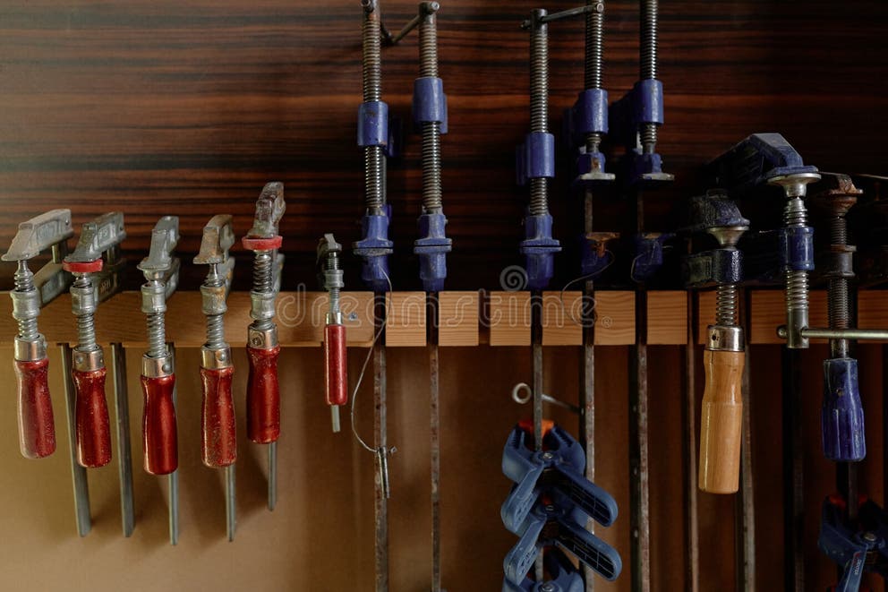 Displaying Various Clamps and Tools in Workshop Stock Photo - Image of ...