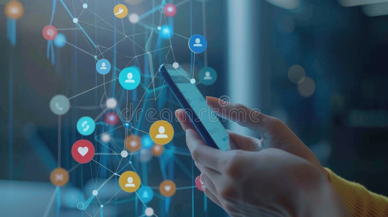 Displaying Various Social Media Icons, Symbolizing Digital Connectivity ...