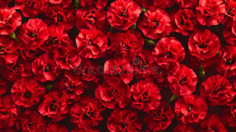 Displaying a Vibrant Display of Red Carnations, Which Symbolizes Love ...