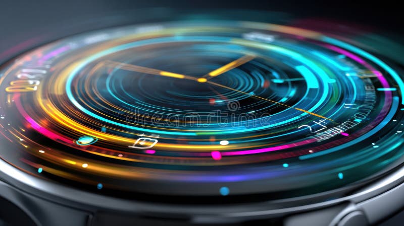 Futuristic Smartwatch Interface Concept Showcasing Dynamic Colorful ...
