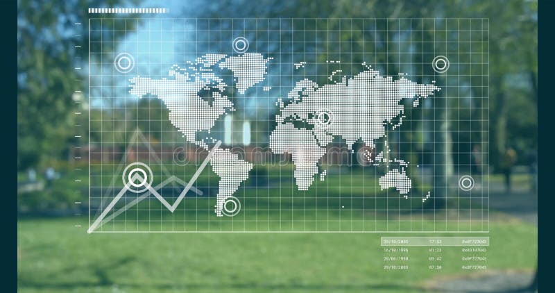 Displaying World Map Grid Overlay in Park, Showing Markers, Line Chart ...