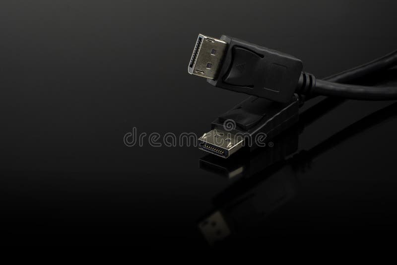 DisplayPort Cables on Black Background Stock Illustration ...