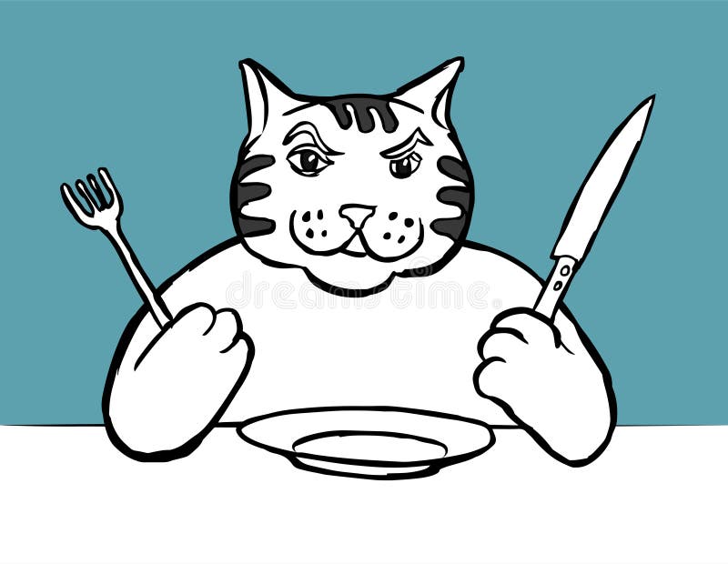 Hungry cat stock vector. Illustration of kitten, emotion - 243787952