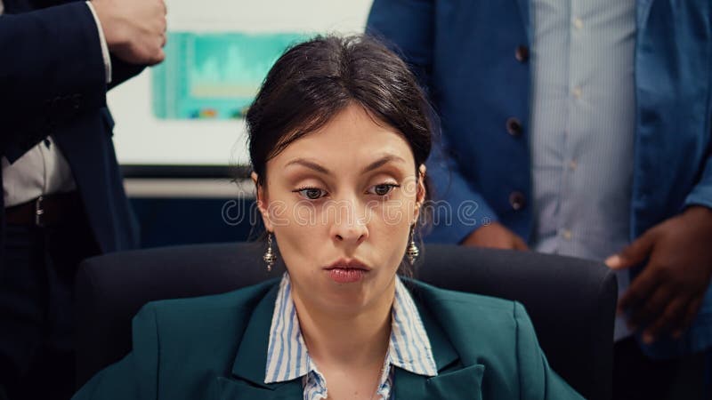 Displeased Irritated Team Leader Reading the Development Project on ...