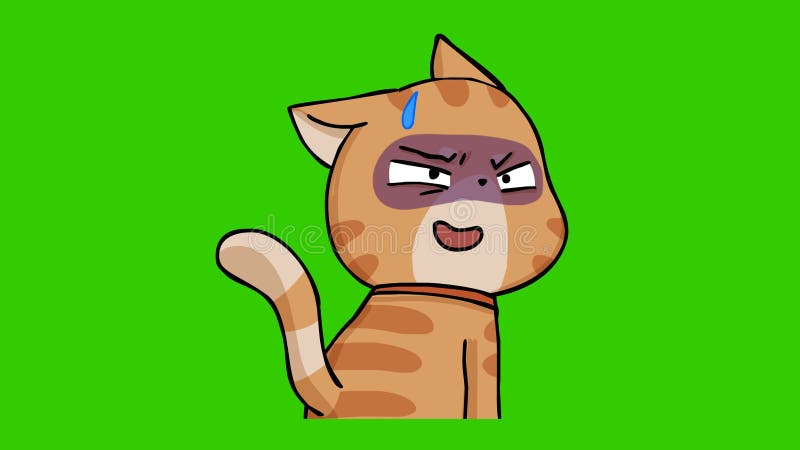 Displeased Smiling Cat Animation - Green Screen Stock Video - Video of ...