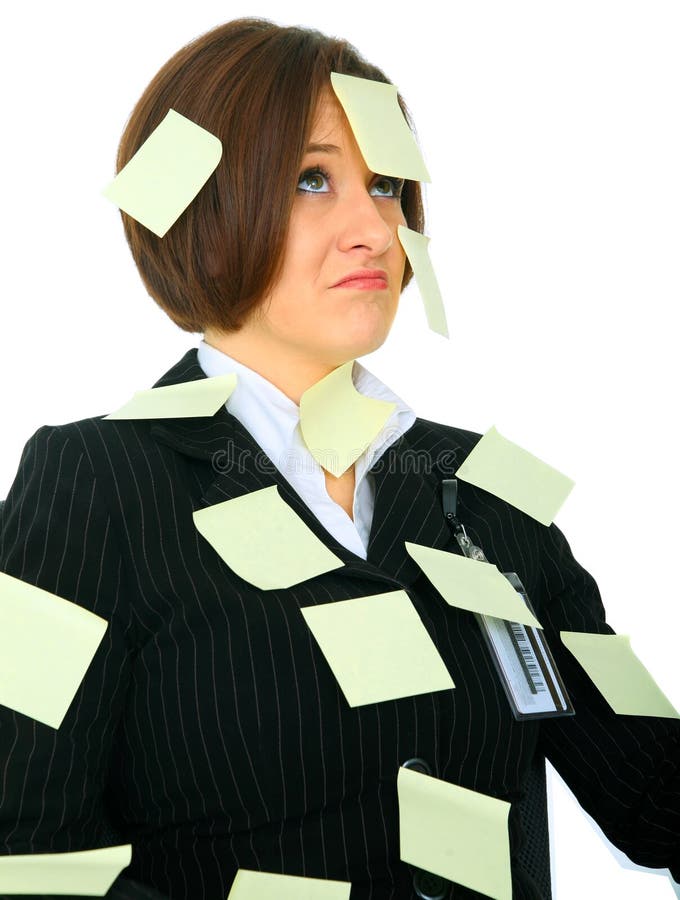 Displeased Woman Full of Blank Post it Stock Photo - Image of beautiful ...