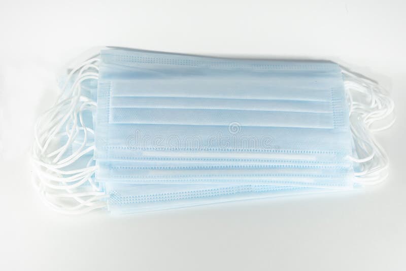 Disposable Blue Medical Mask On A White Background Stock Image - Image ...