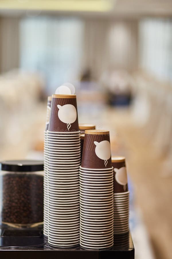Disposable Cardboard Cups for Coffee. Coffee Machine Stock Photo ...