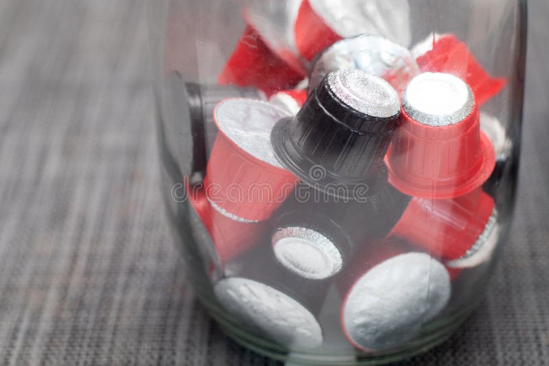 Disposable Coffee Capsules for a Capsule Coffee Machine in a Glass Jar ...
