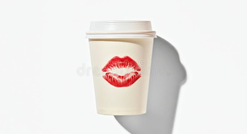 Disposable Coffee Cup with Red Lipstick Mark Captures Modern Urban ...