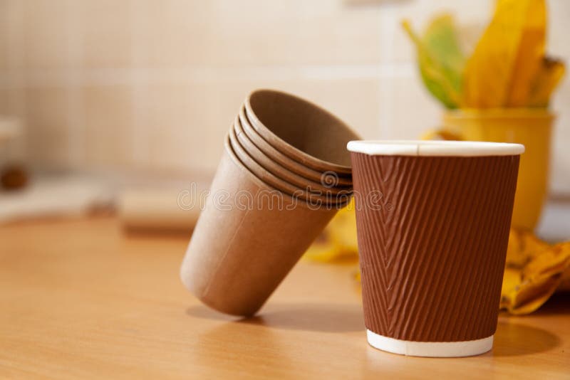 Disposable Coffee Glasses in a Bright Kitchen Stock Image - Image of ...
