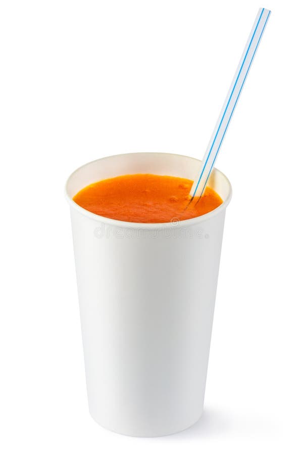 Disposable Cup of Orange Fizzy Drink and Straw Stock Image - Image of ...