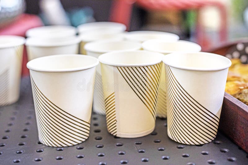 Disposable Cups with a Drink at the Presentation. Stock Photo - Image ...