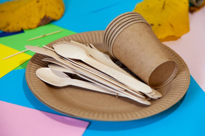 Disposable Eco Paper Tableware Cardboard Spoon Fork Knife Glass Stock ...