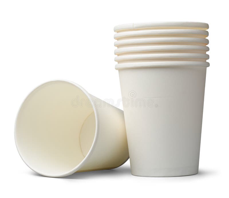 Disposable Empty Paper Cups Isolated White Stock Photo - Image of ...