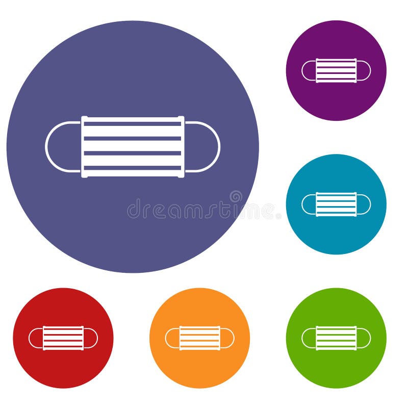 Disposable Face Mask Icons Set Stock Vector - Illustration of equipment ...