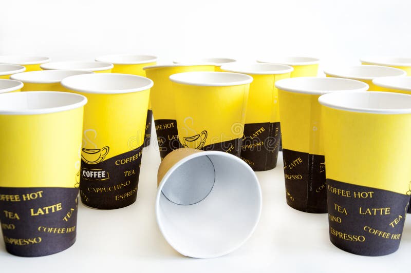Disposable Glasses. Coffee. Paper. Particularly Stands Out. on a White ...