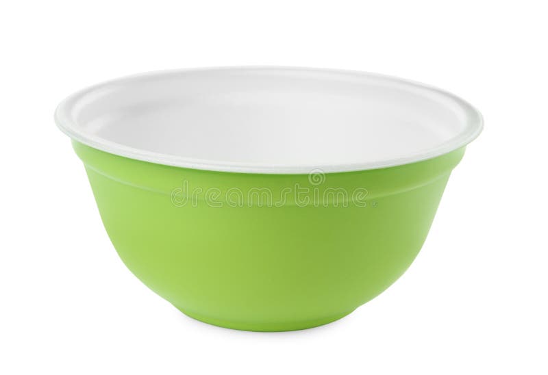 Disposable Green Plastic Bowl Isolated on White Stock Photo - Image of ...